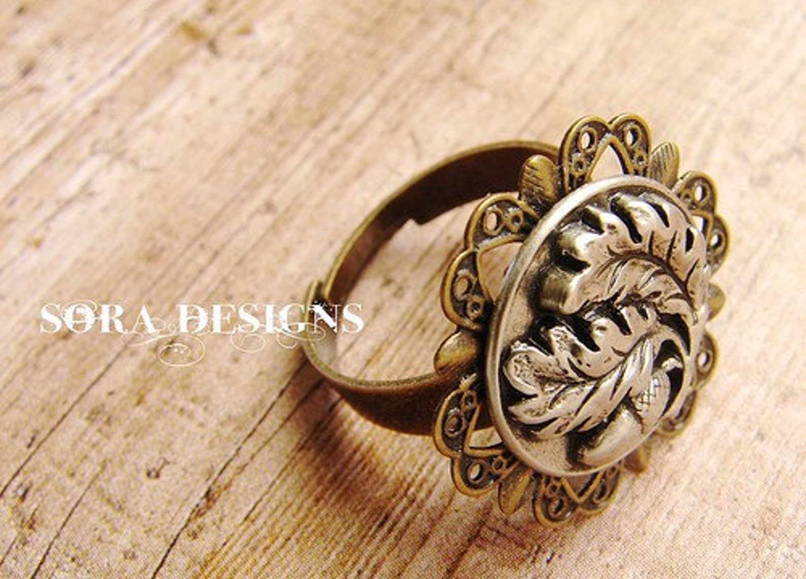 Acorn and Oak Leaf Ring Adjustable Oak Tree Acorn Ring Metal - Etsy