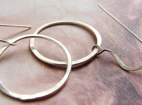 Hoop earrings hammered hoops sterling silver hoop earrings | Etsy