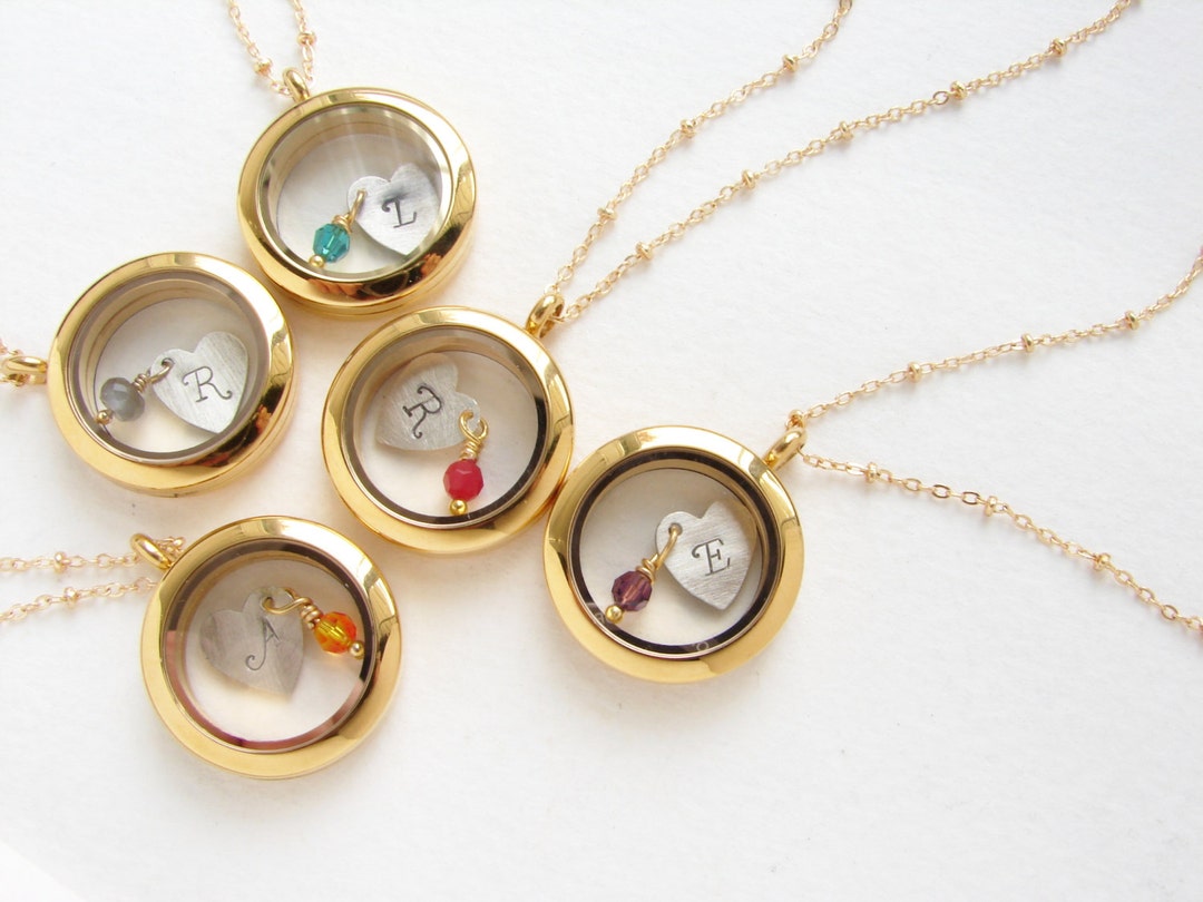 Personalized Jewelry Initial Locket, Bridesmaid Jewelry, Floating ...