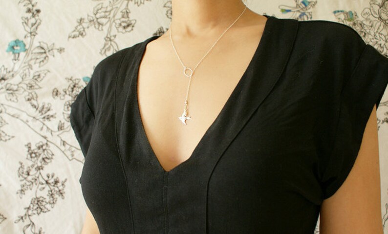 Dove Lariat Flying Bird Y Necklace Bridesmaid Jewelry - Etsy