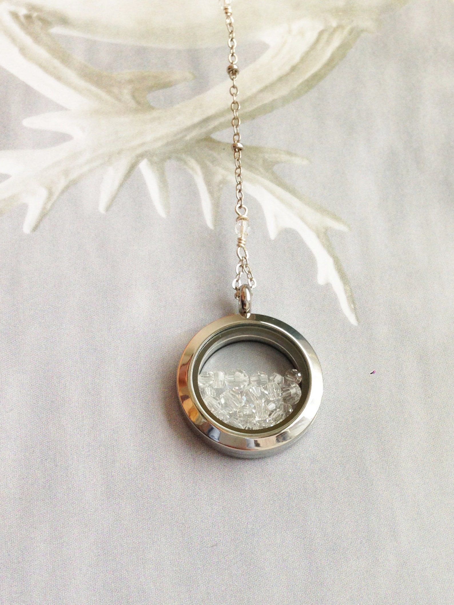 Y Necklace Floating Locket Memory Locket Necklace Silver Y - Etsy