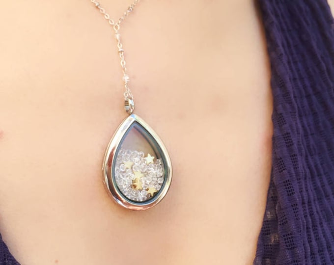 Y Necklace Star Locket Glass Locket Floating Locket Star - Etsy