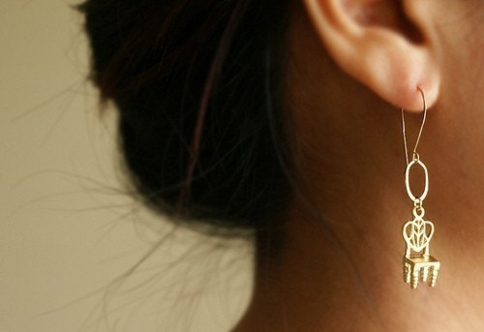 Gold Chair drop earrings miniature chair dangle earrings | Etsy