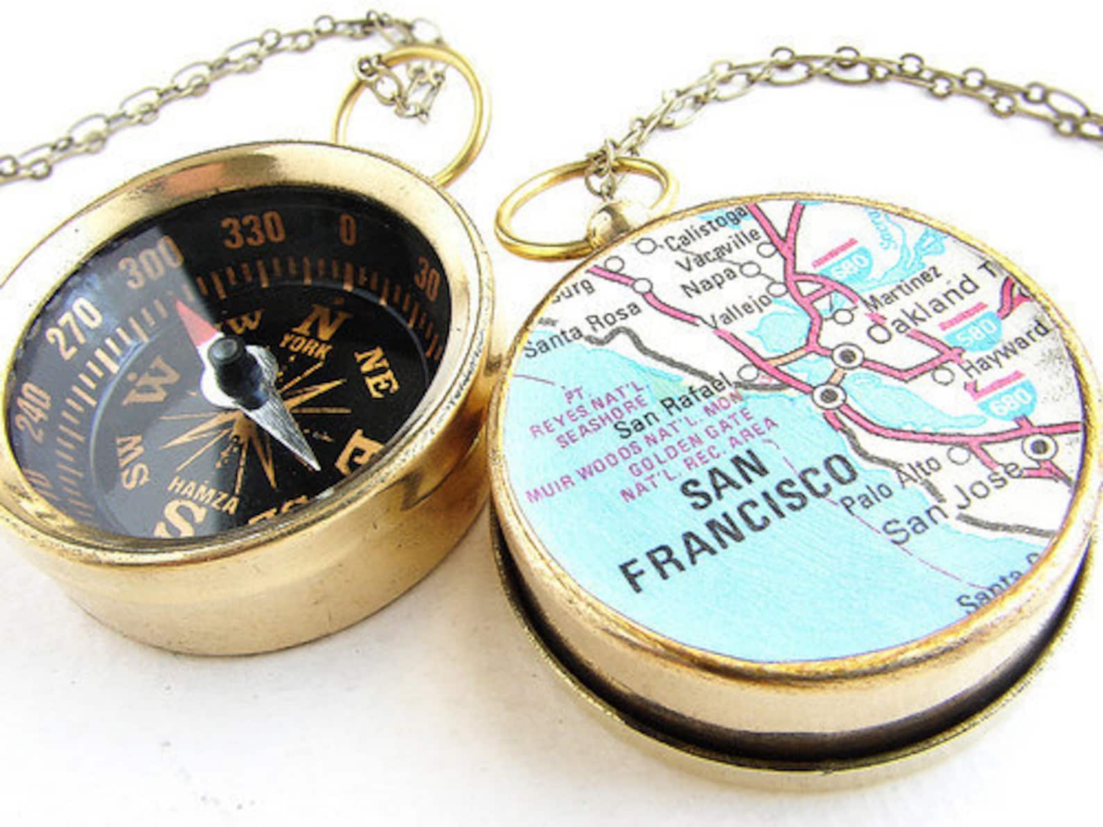 Personalized Map Necklace Custom Map Compass Personalized - Etsy
