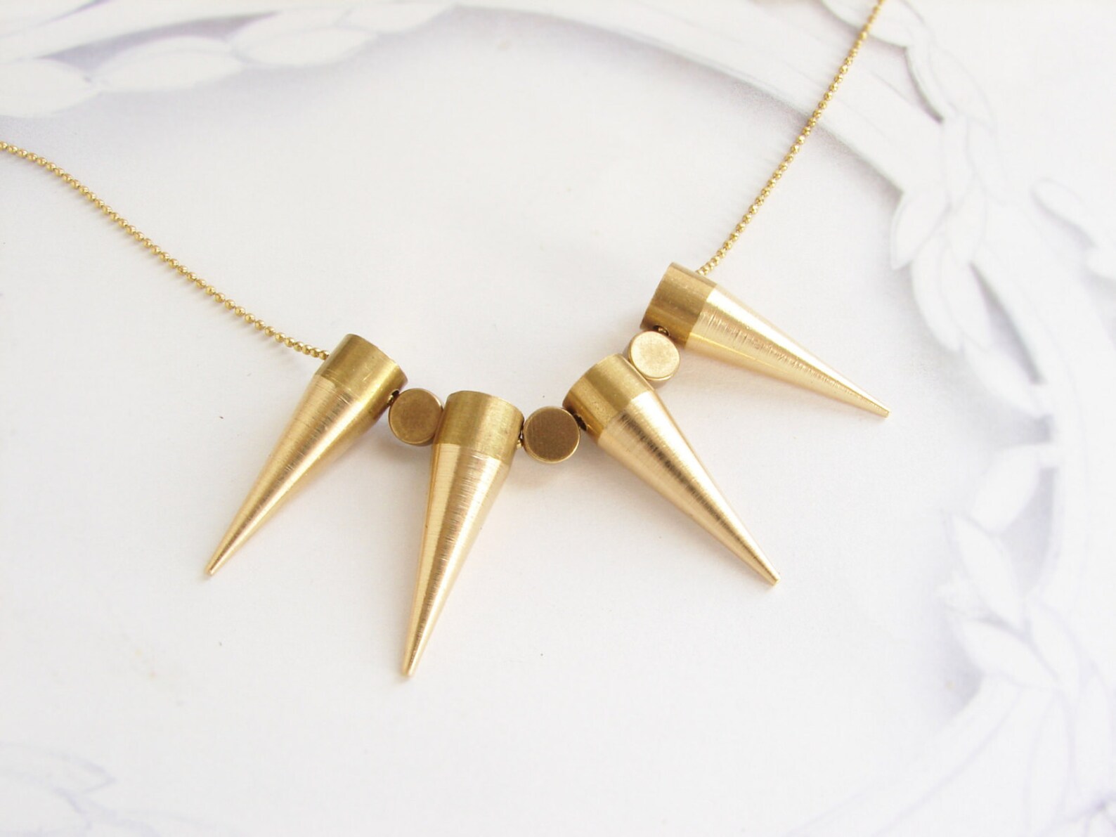 Spike Statement Necklace Boho Necklace Gold Spike Necklace - Etsy