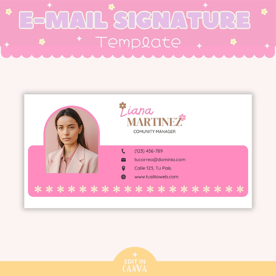 Email Signature Arc Pink Template for Businesses Editable in Canva ...