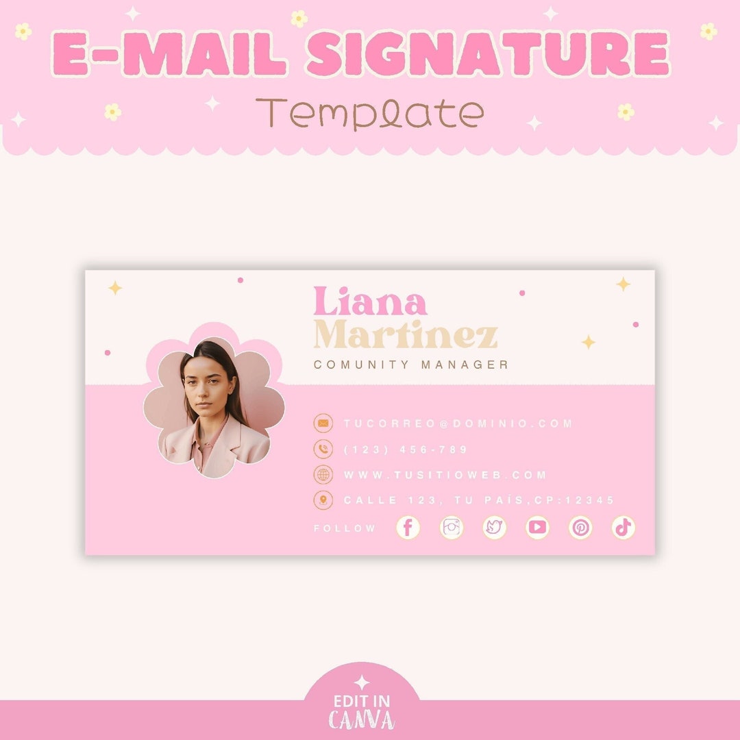 Email Signature Flower Shape Template for Businesses Editable in Canva ...