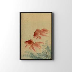 Charming Japanese Vintage Goldfish Wall Art Printable | Elegant Fish ...