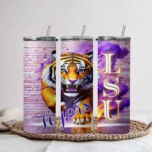 LSU Tigers 20oz Skinny Straight Sublimation Tumbler Wrap - Etsy