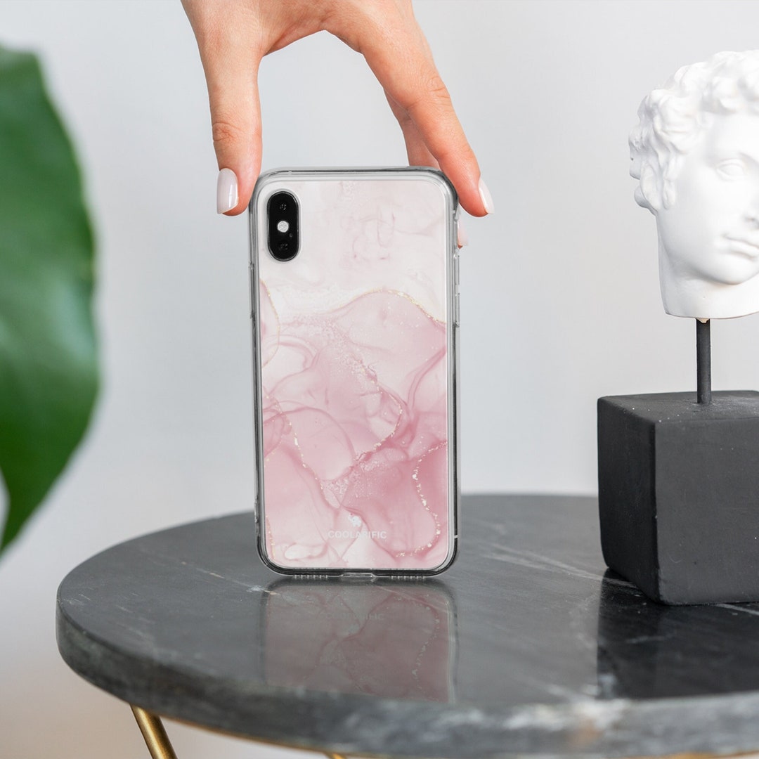 Pink Granite Marble Natural Stone Clear Case for Samsung | Trendy Pink ...