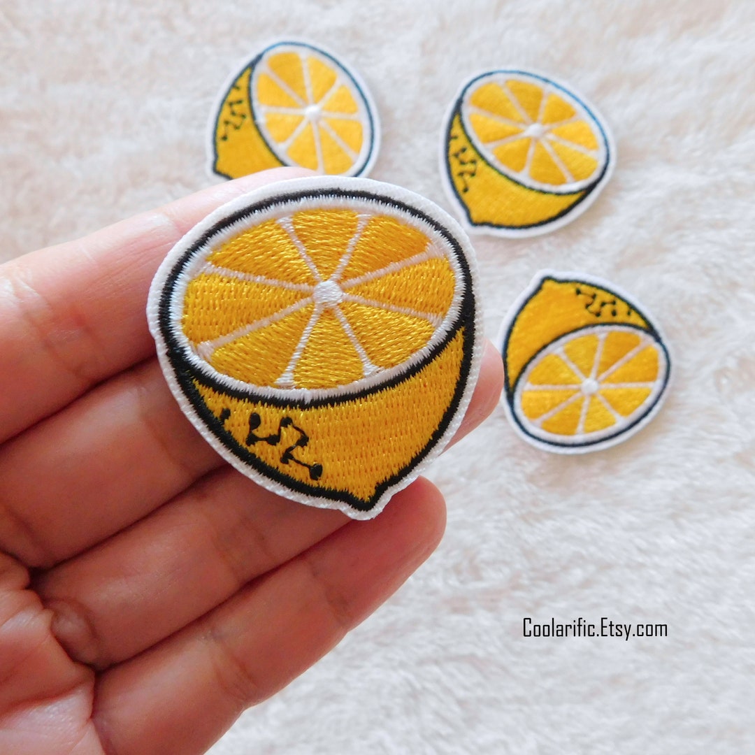 Lemon Patch Sticker | Embroidery Applique Patch | Yellow Fruit Stick on ...