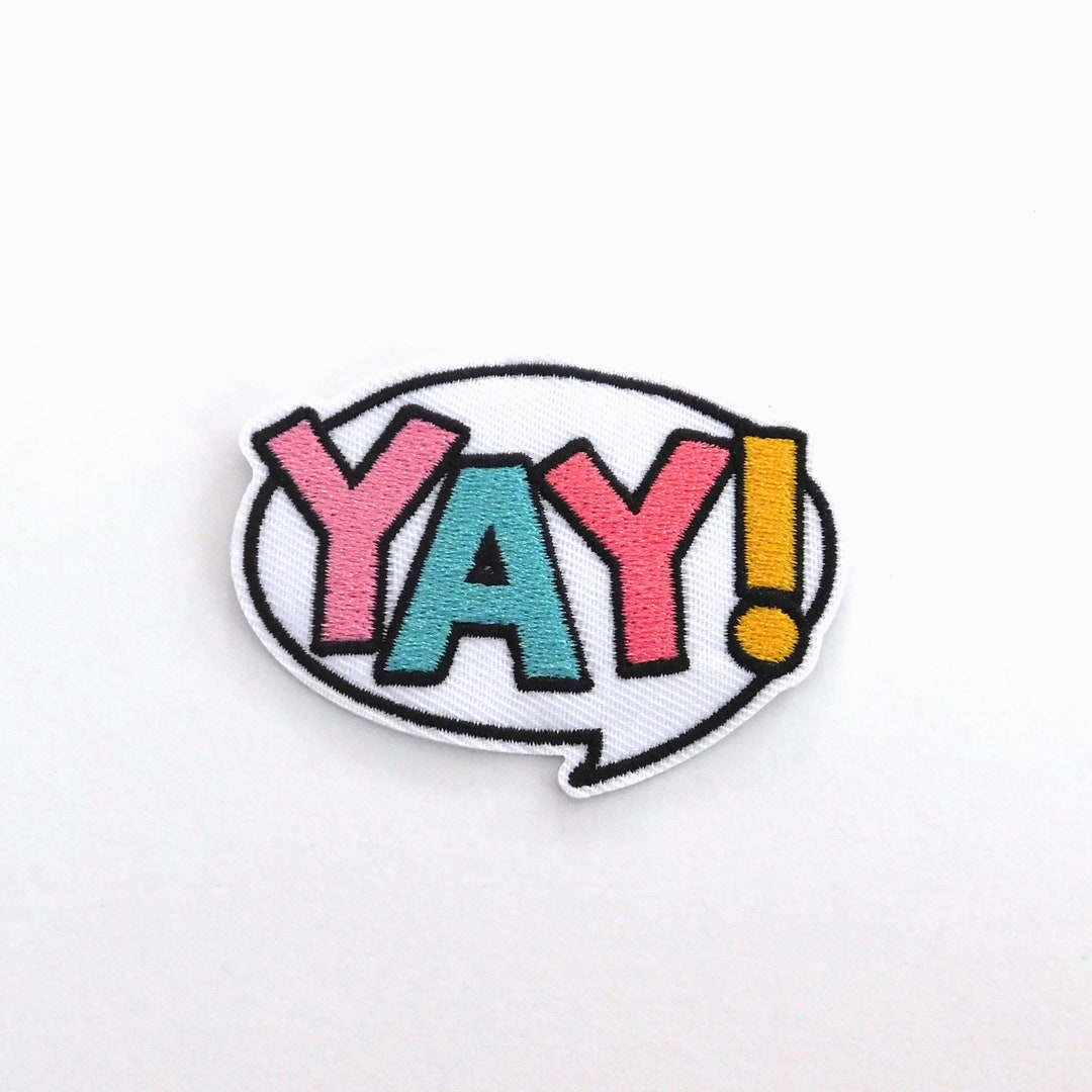 Funny 'YAY!' Sticker Patch: Colorful Word Bubble Accessory - Etsy