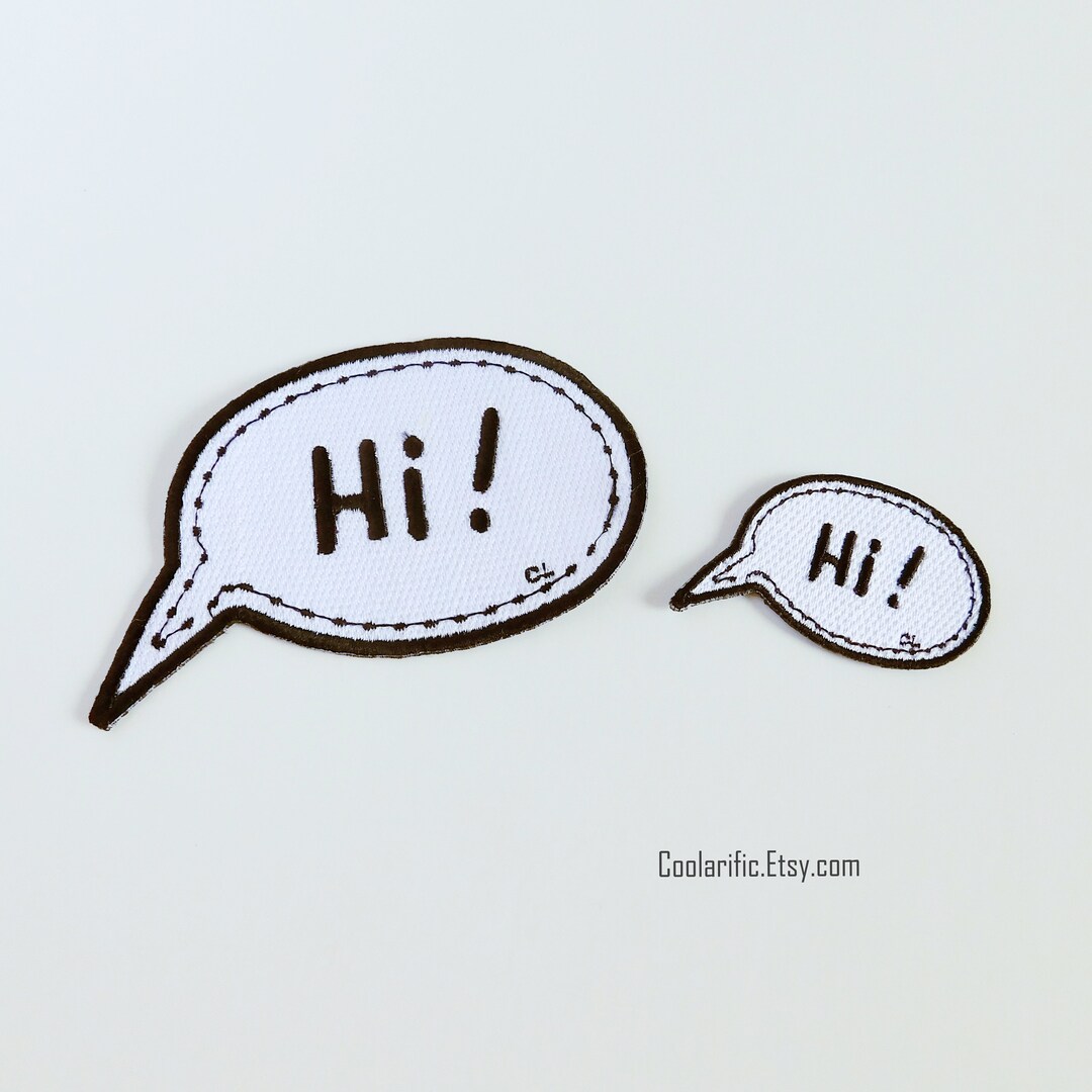 Hi! Sticker Patch | Comic Word Cloud Stick-on Patch | Oval Comic Speech ...