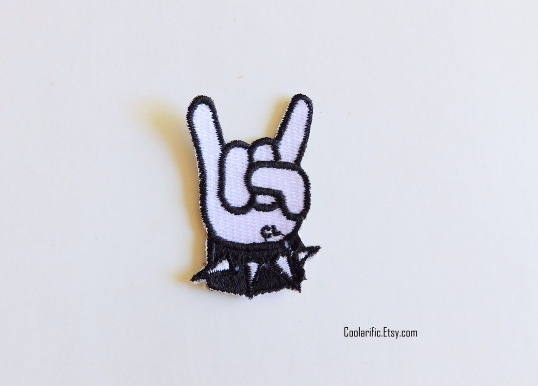 Rock Hand Sticker Patch | Grunge Metal Patch | Music Theme Applique ...