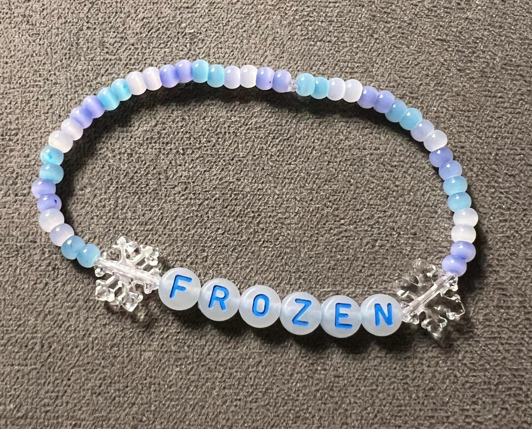 Frozen Bead Bracelet 6.5 Inches Glow in the Dark Letters Snowflakes ...