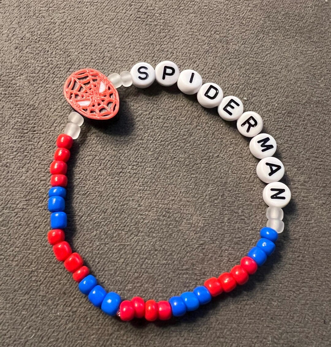 Spiderman Bead Bracelet 6 Inches Marvel Spidey Clark Kent Disney Glow ...