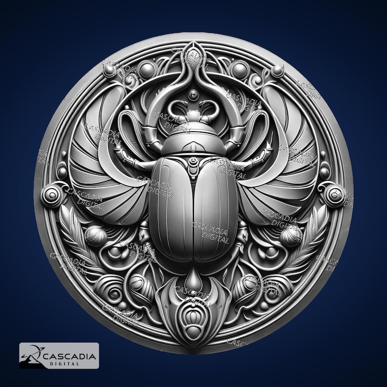Scarab Egyptian Round - Laser Engrave 4K PNG Image, Depth Map, Exact ...