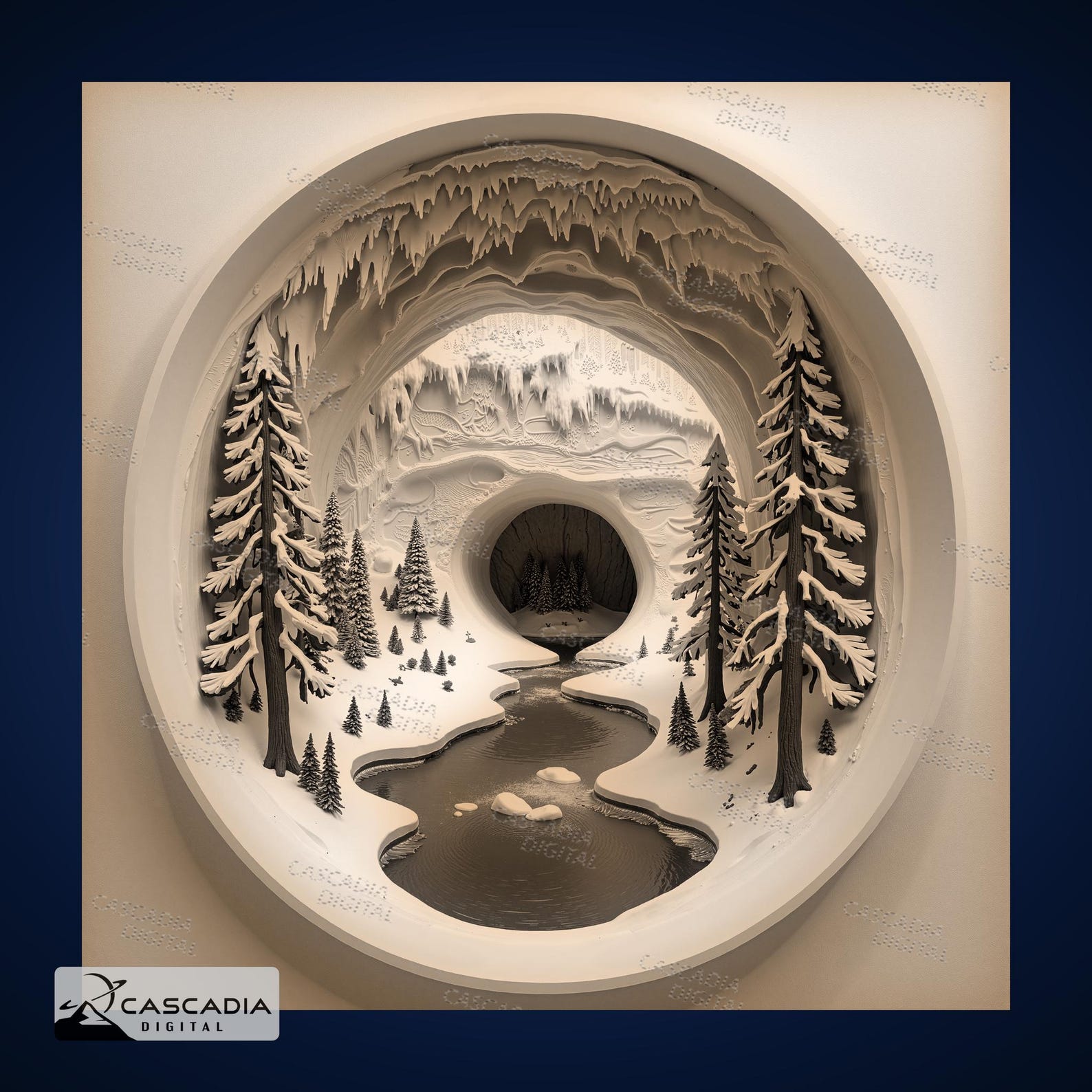 Frozen Evergreen Cave - Laser Engrave PNG for Glowforge and Lightburn ...