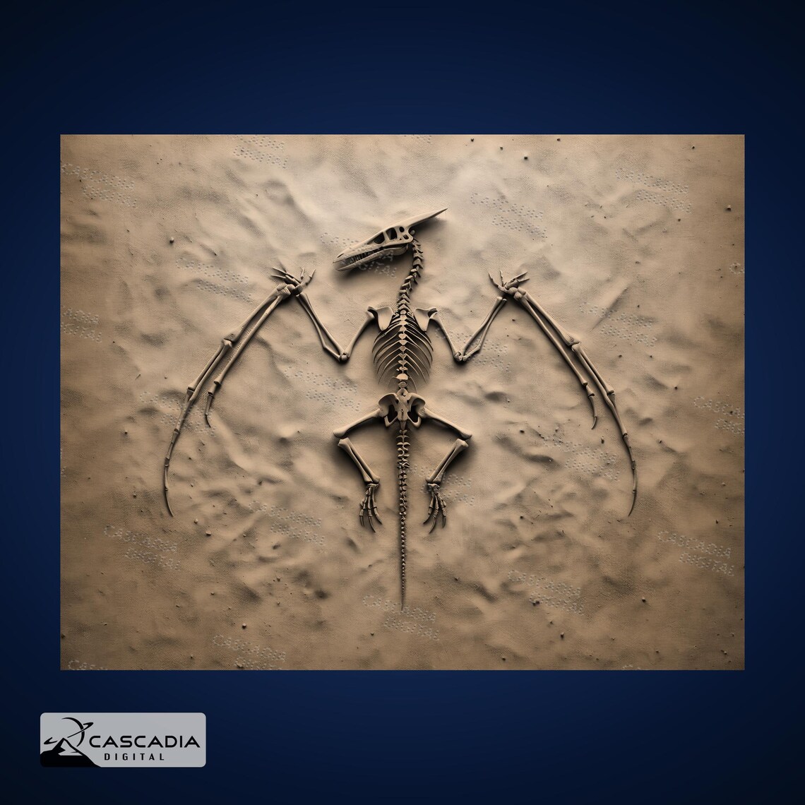 Fossil Full Pterodactyl - Laser PNG and Depth Map for Glowforge and ...