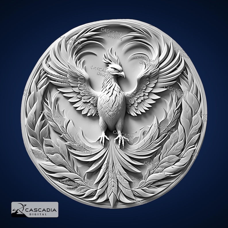 Phoenix Round - Laser PNG, Depth Map, and SVG for Glowforge and ...