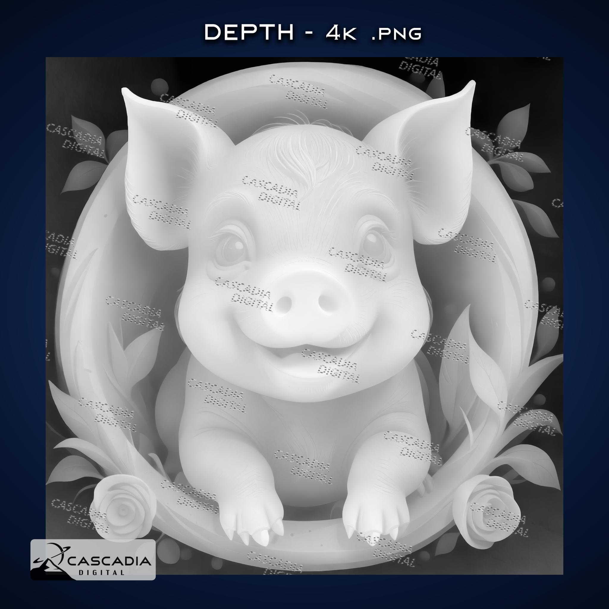Cute Pig Farm Animal - Laser PNG and Depth Map for Glowforge and ...