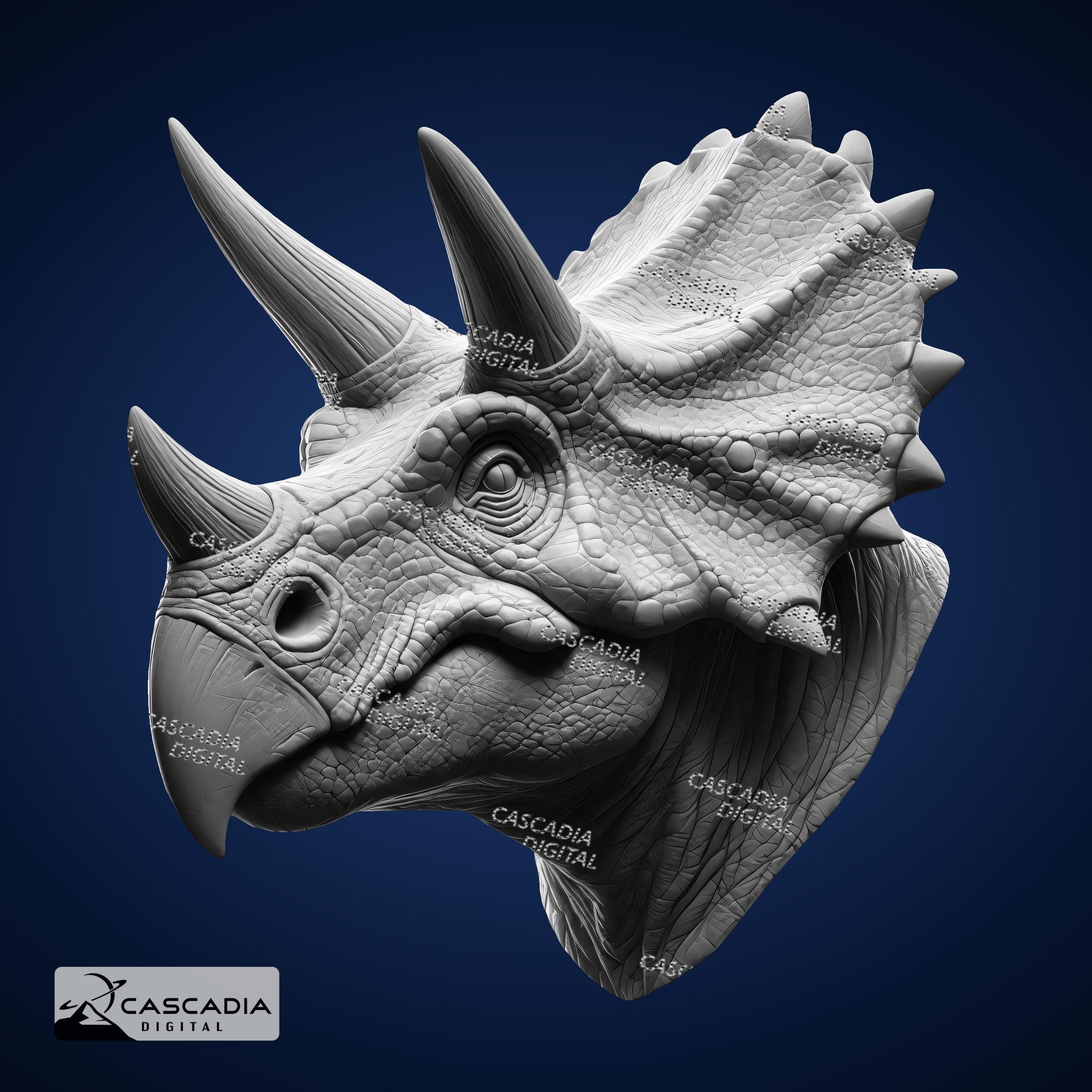 Triceratops Head - Laser Engrave 4K PNG Image, Depth Map, Exact-outline ...