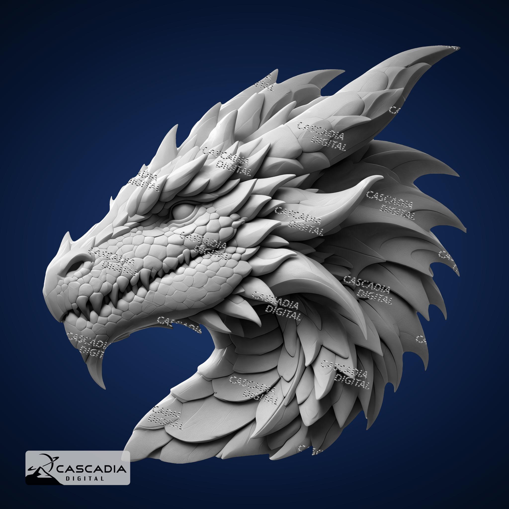 Dragon Head - Laser PNG, Depth Map, and SVG for Glowforge and Lightburn ...