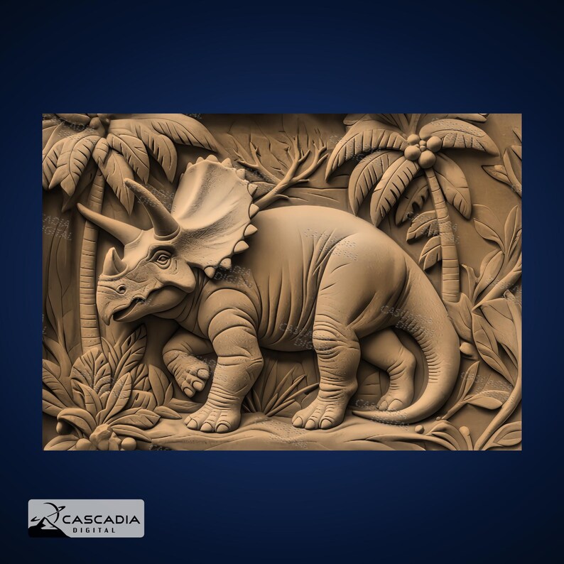 Triceratops in Jungle Laser 4K PNG Image, 3D Depth Map, SVG Outline ...