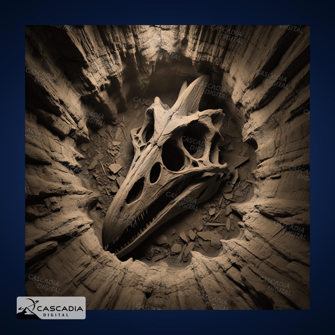 Pterodactyl Fossil Skull in Rock - Laser PNG and Depth Map for ...