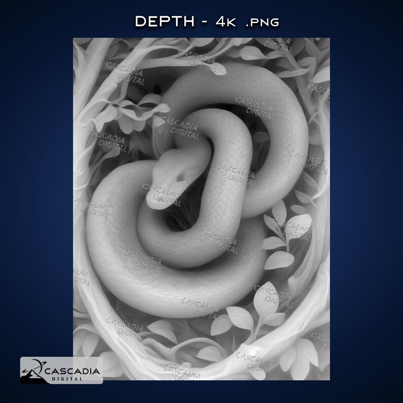 Python Snake in Tree - Laser Engrave 4K PNG Image, Depth Map, Wood ...