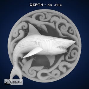 Shark Inuit Round - Laser Engrave 4K PNG Image, Depth Map, Exact ...