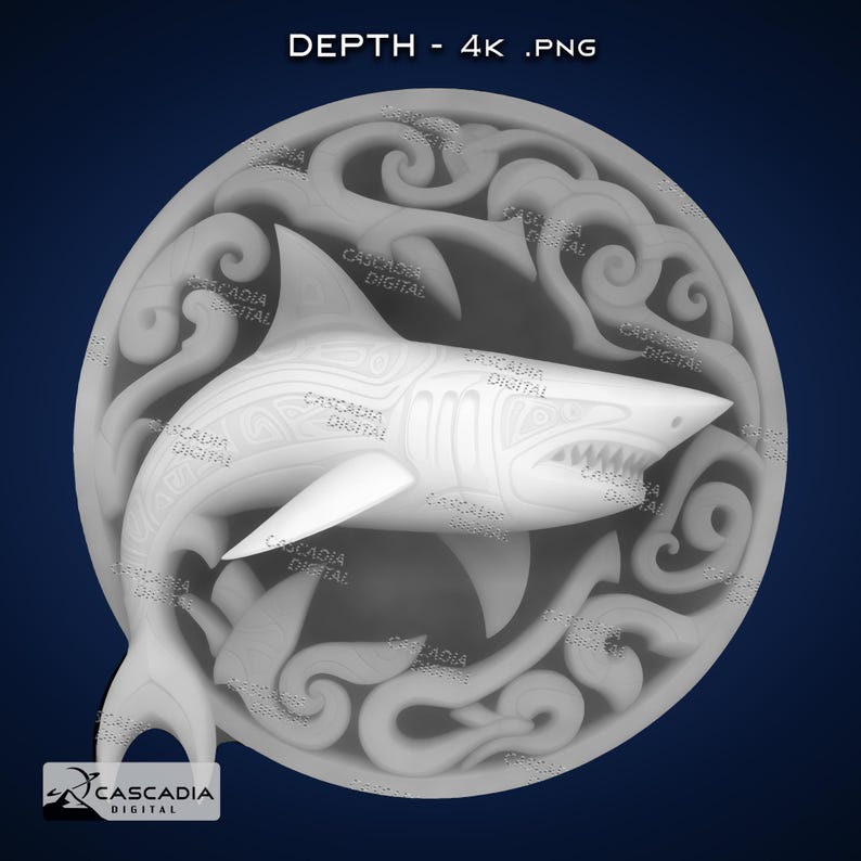 Shark Inuit Round - Laser PNG, Depth Map, and SVG for Glowforge and ...