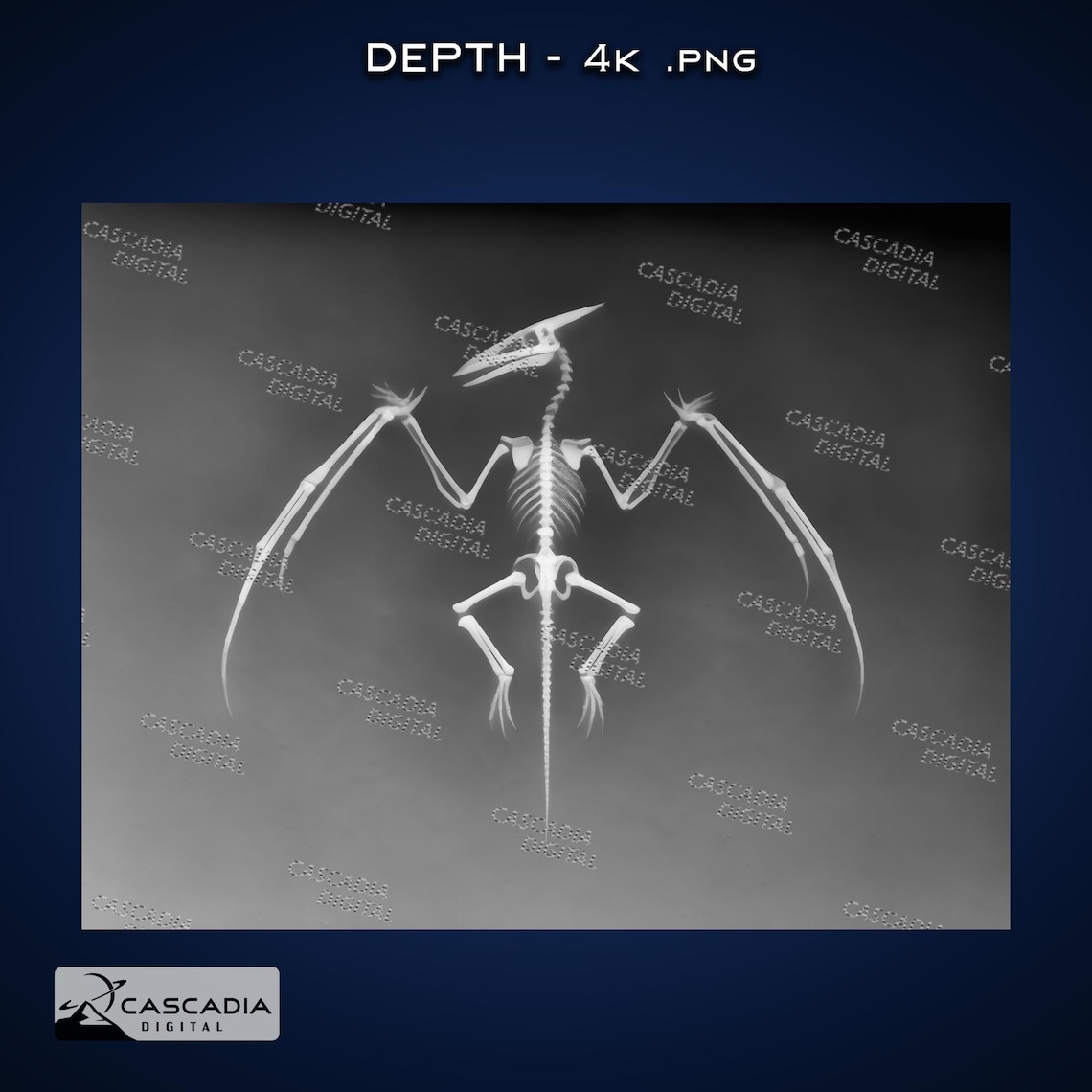 Fossil Full Pterodactyl - Laser PNG and Depth Map for Glowforge and ...