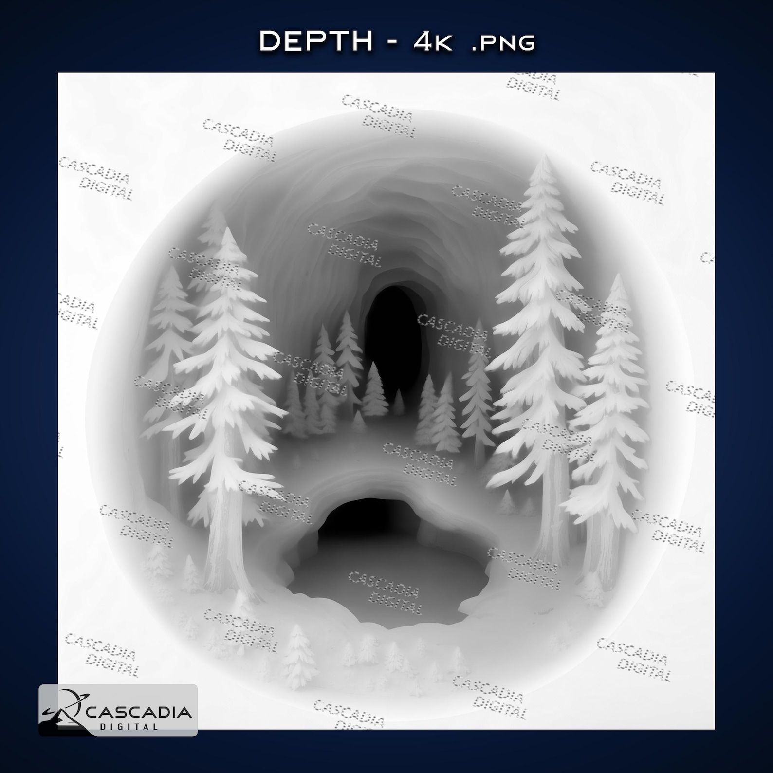 Frozen Evergreen Cave - Laser Engrave 4K PNG Image, Depth Map, Wood ...