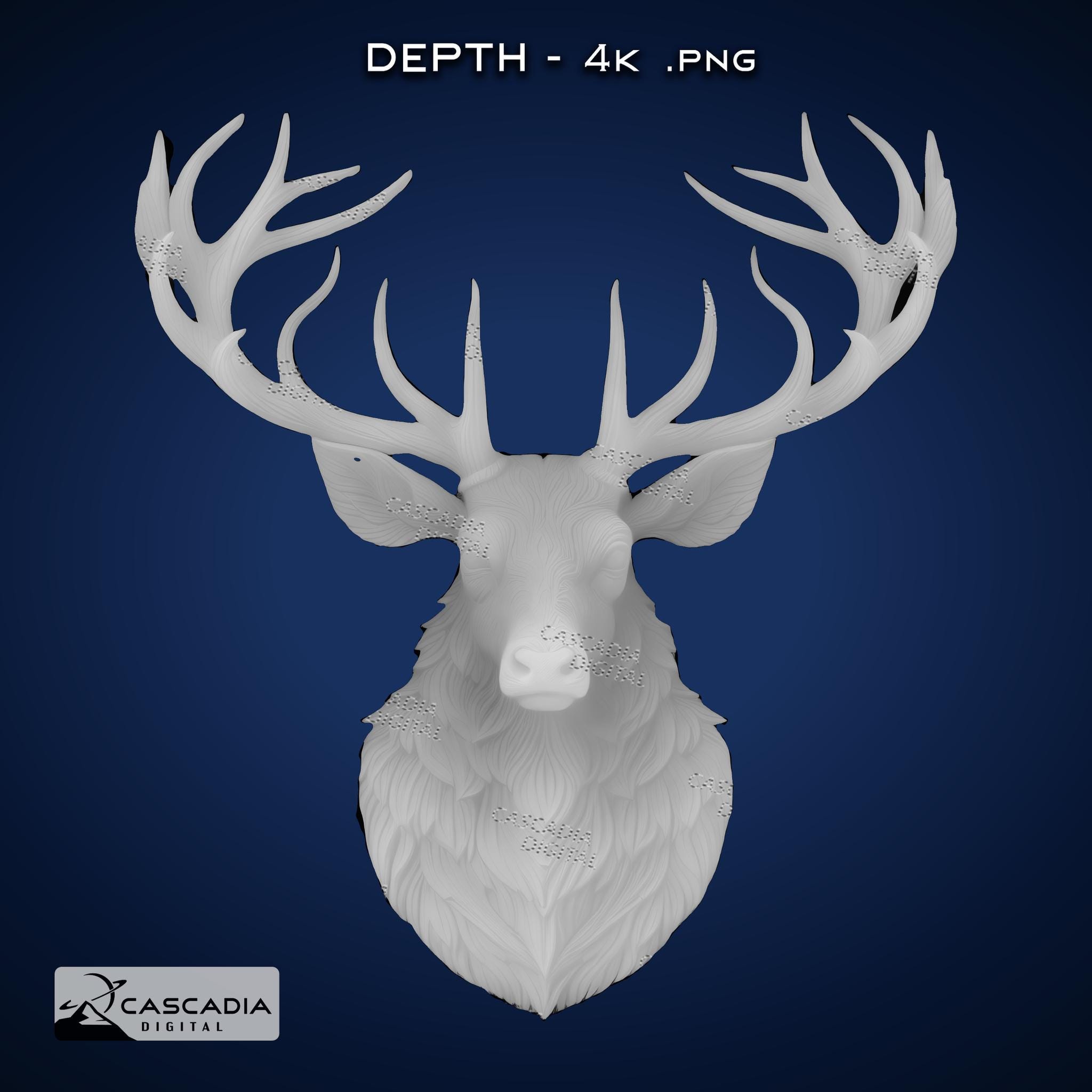 Deer Head - Laser Engrave 4K PNG Image, Depth Map, Exact-outline Cut ...