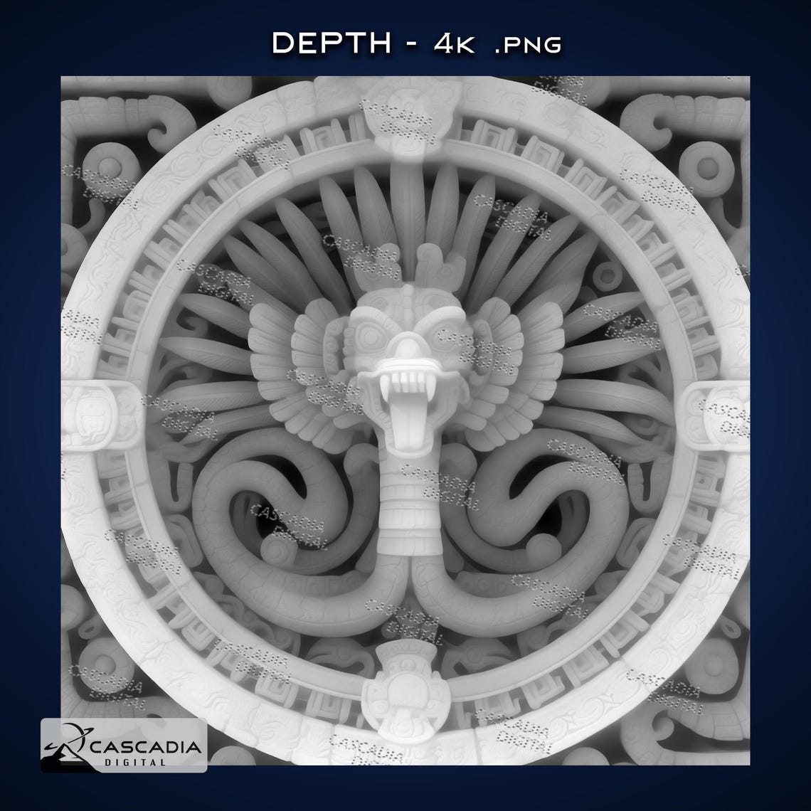 Aztec Mayan - Laser Engrave 4K PNG Image, Depth Map, Wood Slate 3D ...