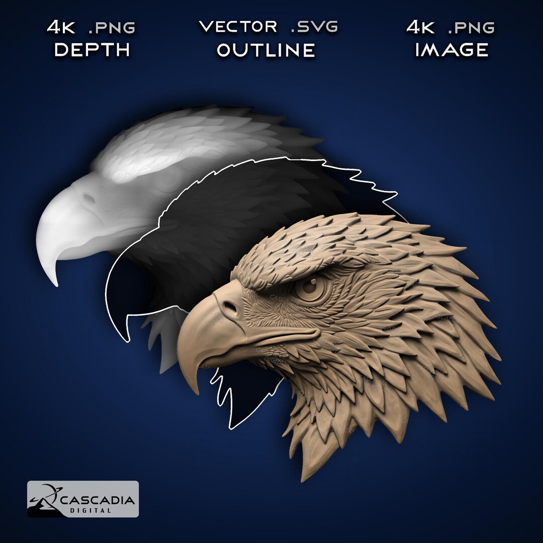 Eagle Head Side - Laser PNG, Depth Map, and SVG for Glowforge and ...