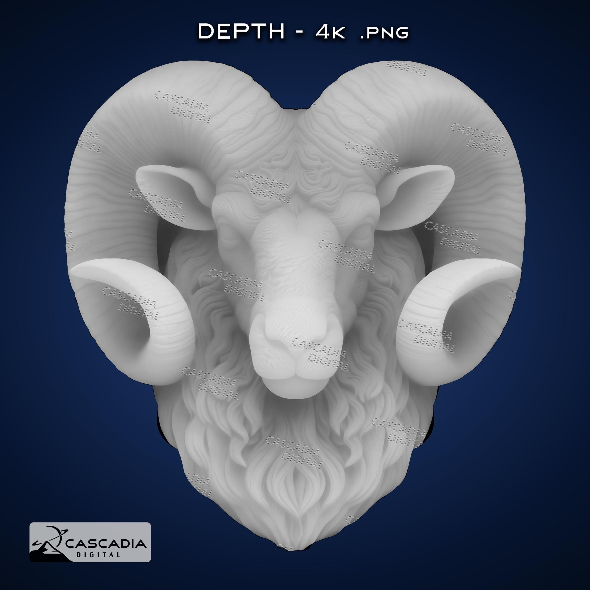 Ram Head - Laser PNG, Depth Map, and SVG for Glowforge and Lightburn - Etsy