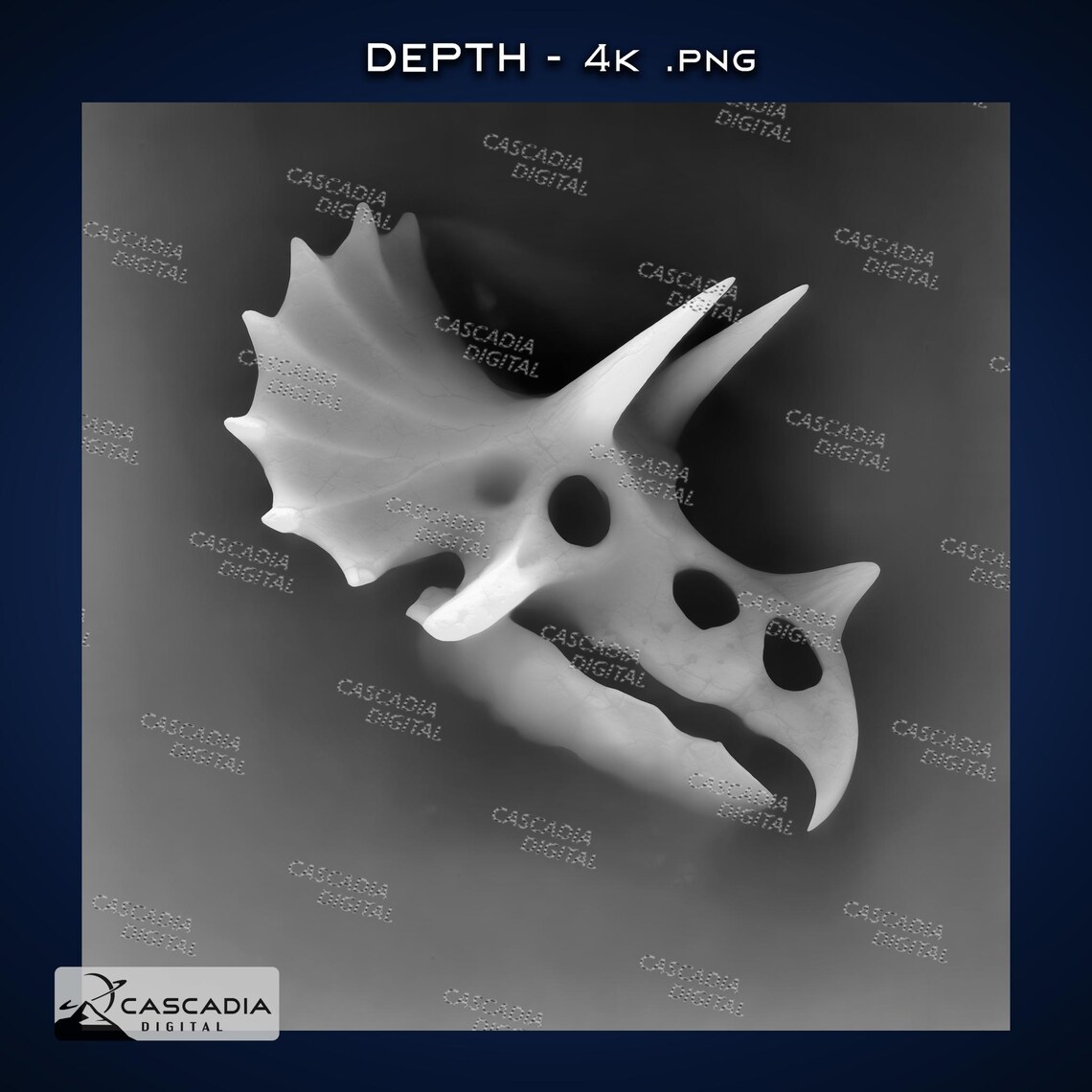 Triceratops Fossil Skull - Laser PNG and Depth Map for Glowforge and ...