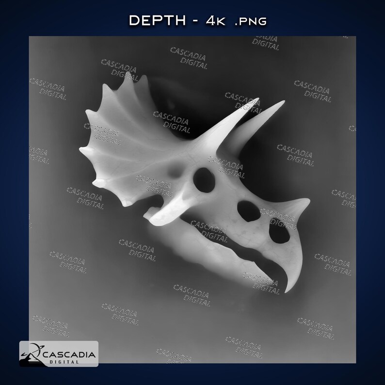 Triceratops Fossil Skull - Laser Engrave 4K PNG Image, Depth Map, Wood ...