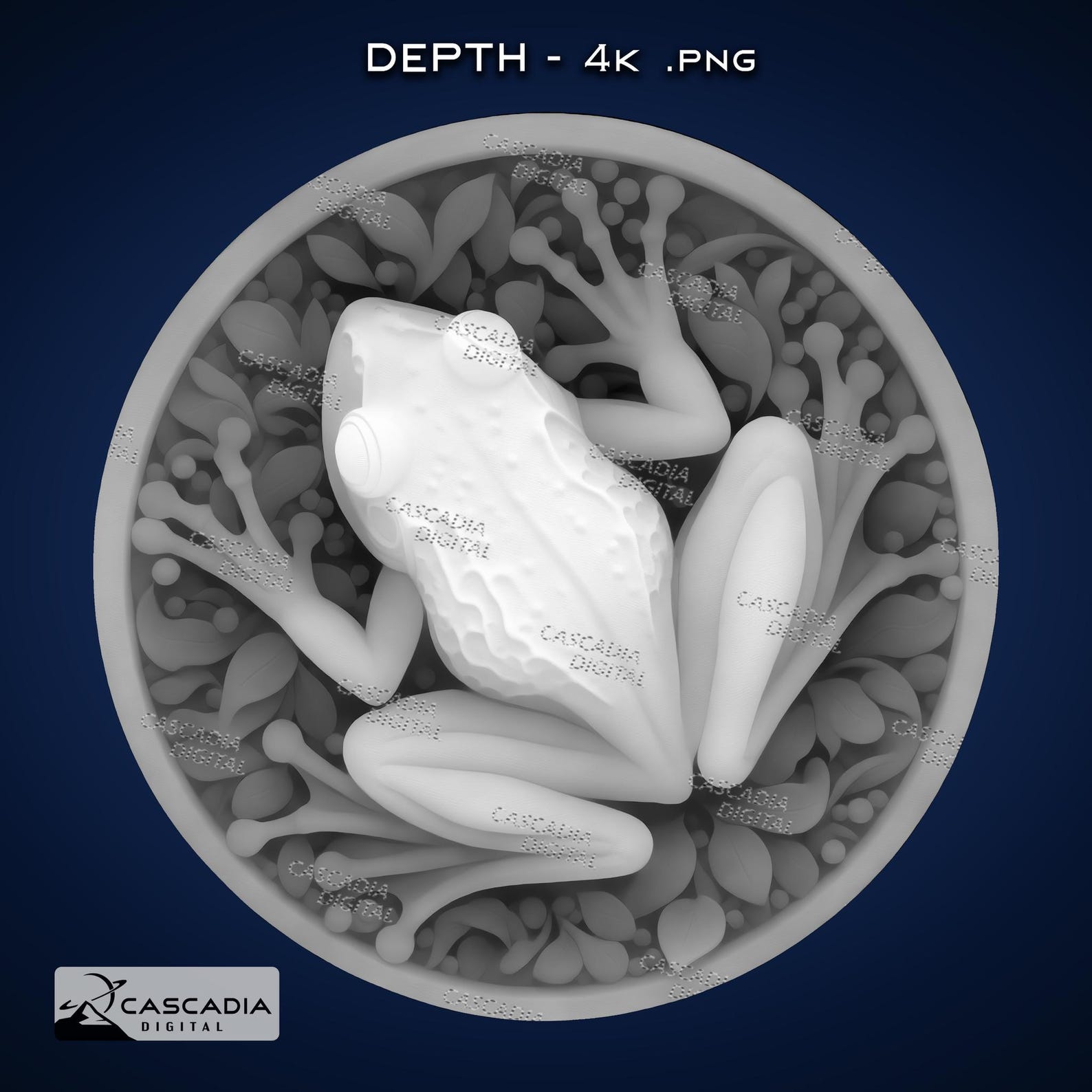 Frog Round - Laser PNG, Depth Map, and SVG for Glowforge and Lightburn ...