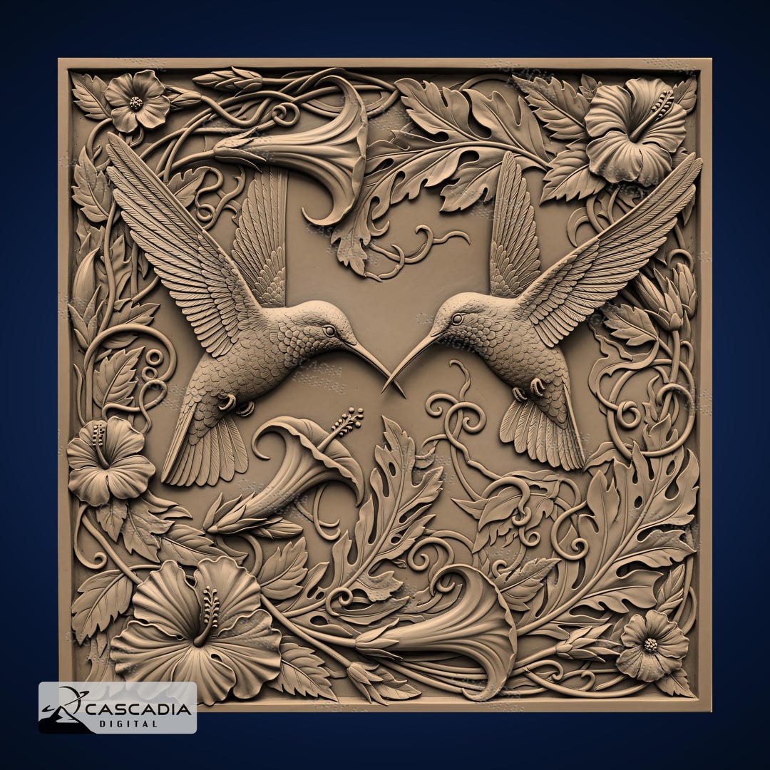 Hummingbirds Swirling Flight - Laser PNG and Depth Map for Glowforge ...