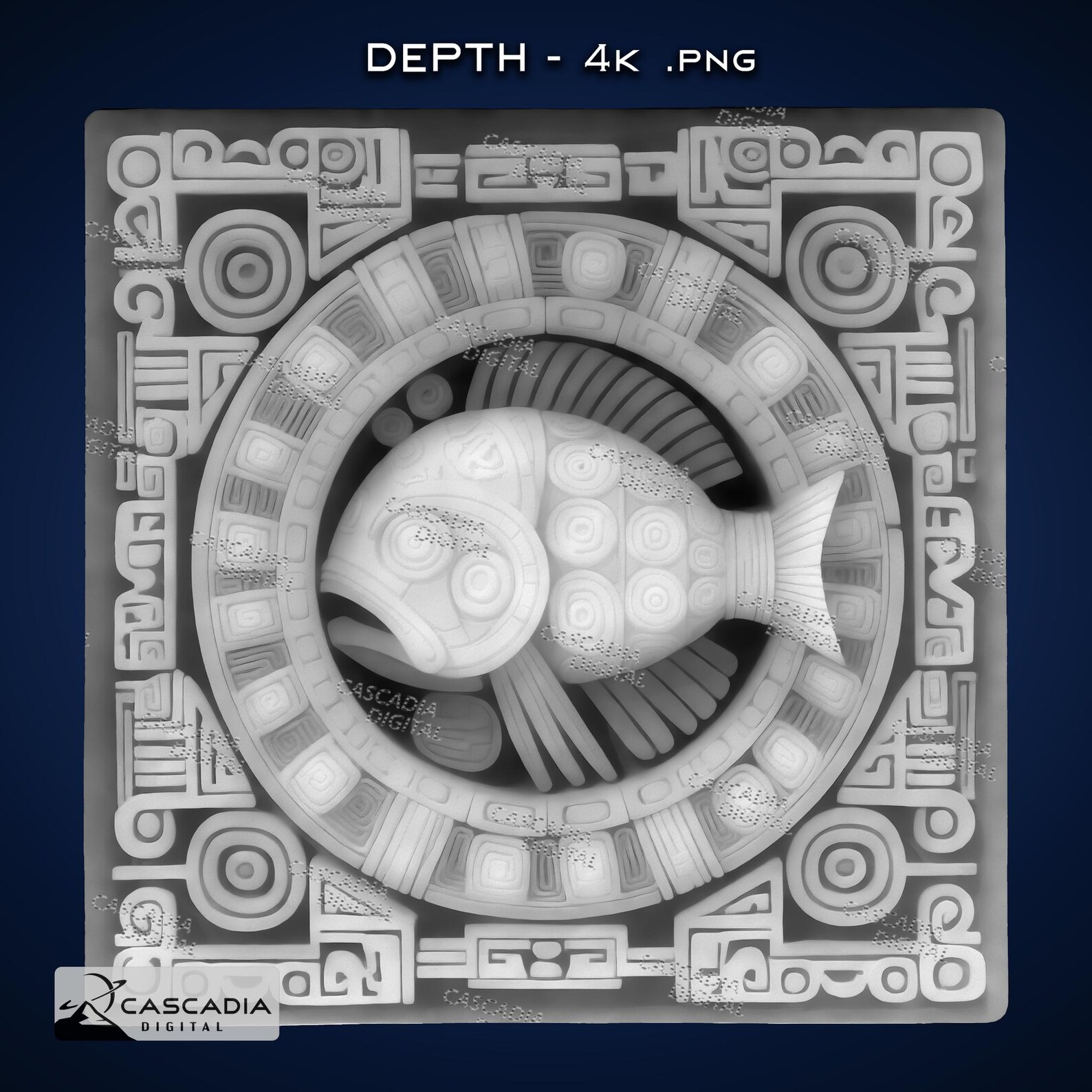 Fish Aztec - Laser PNG, Depth Map, and SVG for Glowforge and Lightburn ...