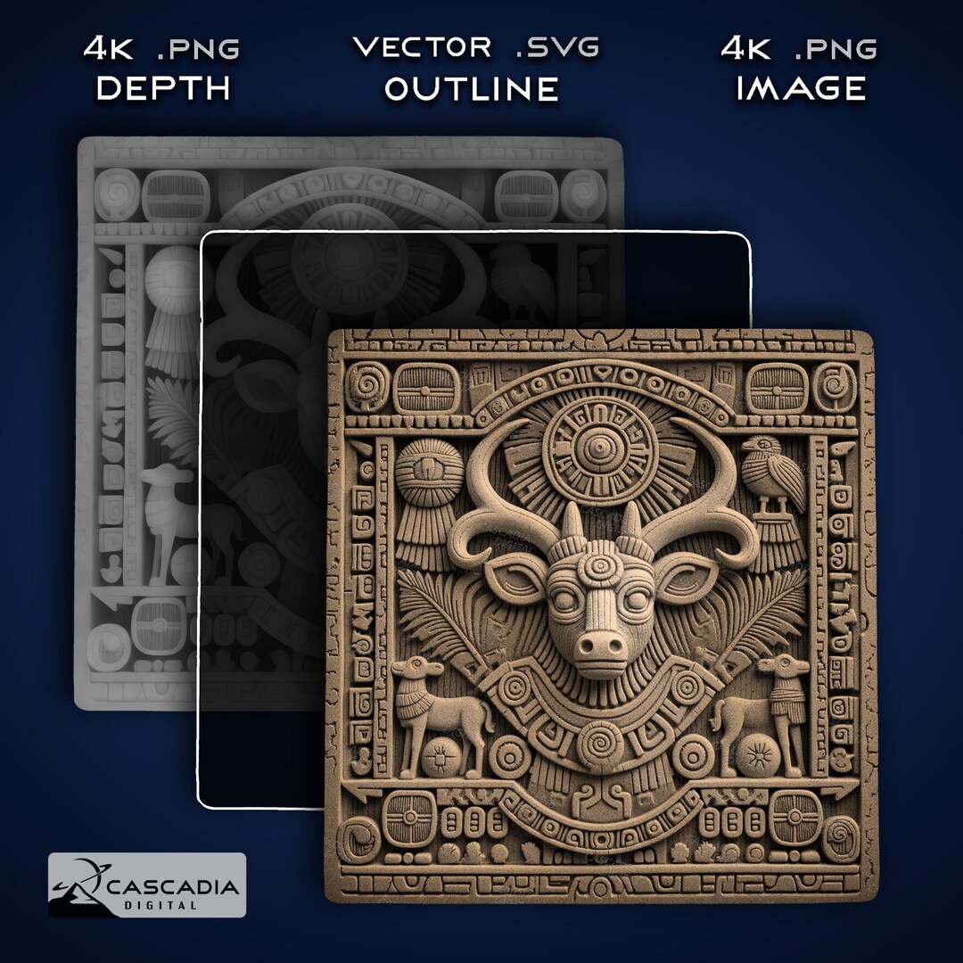 Deer Aztec - Laser Engrave 4K PNG Image, Depth Map, Exact-outline Cut ...