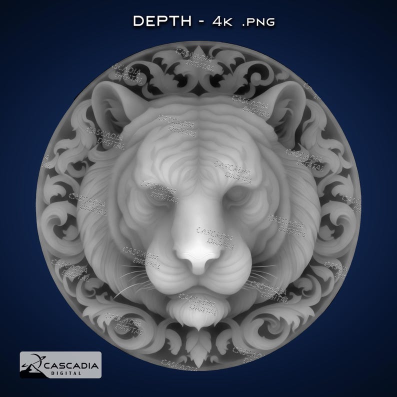 Tiger Head Round - Laser PNG, Depth Map, and SVG for Glowforge and ...