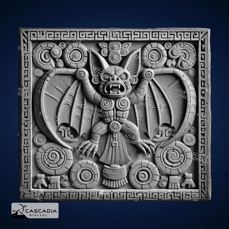 Bat Aztec - Laser PNG, Depth Map, and SVG for Glowforge and Lightburn ...
