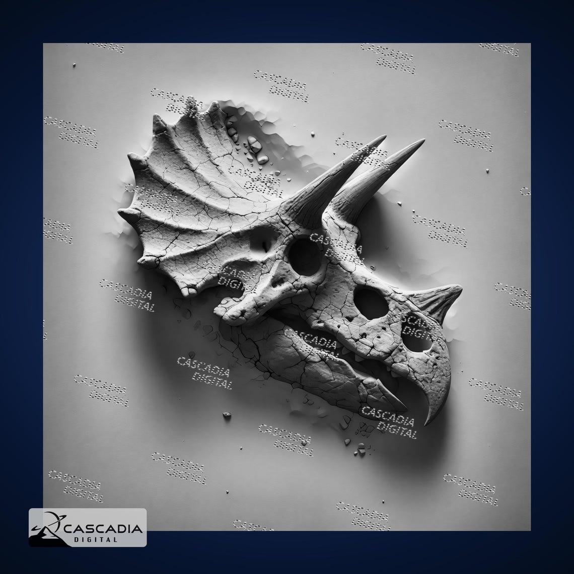 Triceratops Fossil Skull - Laser PNG and Depth Map for Glowforge and ...
