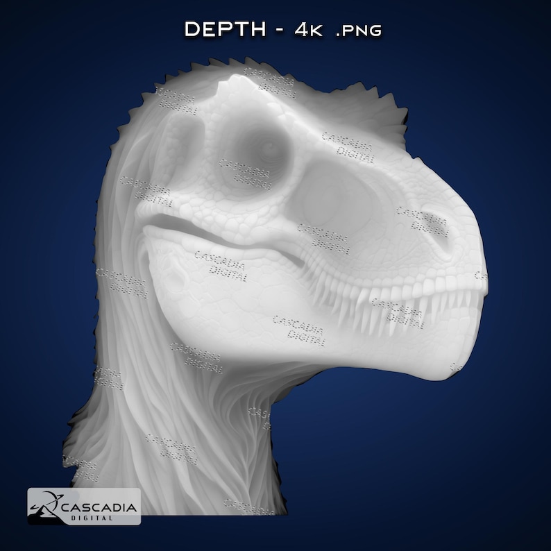 Trex - Laser Engrave 4K PNG Image, Depth Map, Exact-outline Cut File ...