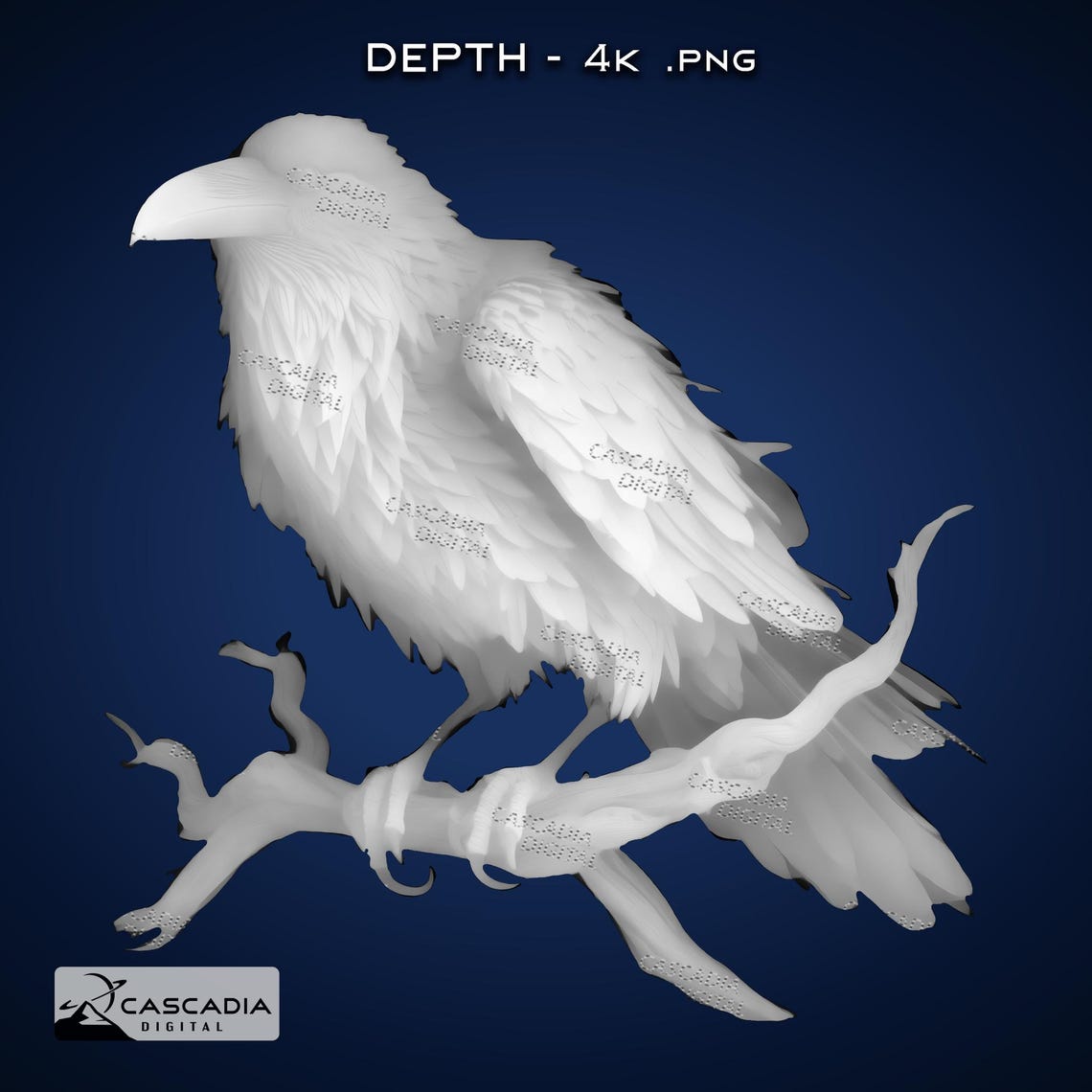 Raven Perched - Laser Engrave 4K PNG Image, Depth Map, Exact-outline ...