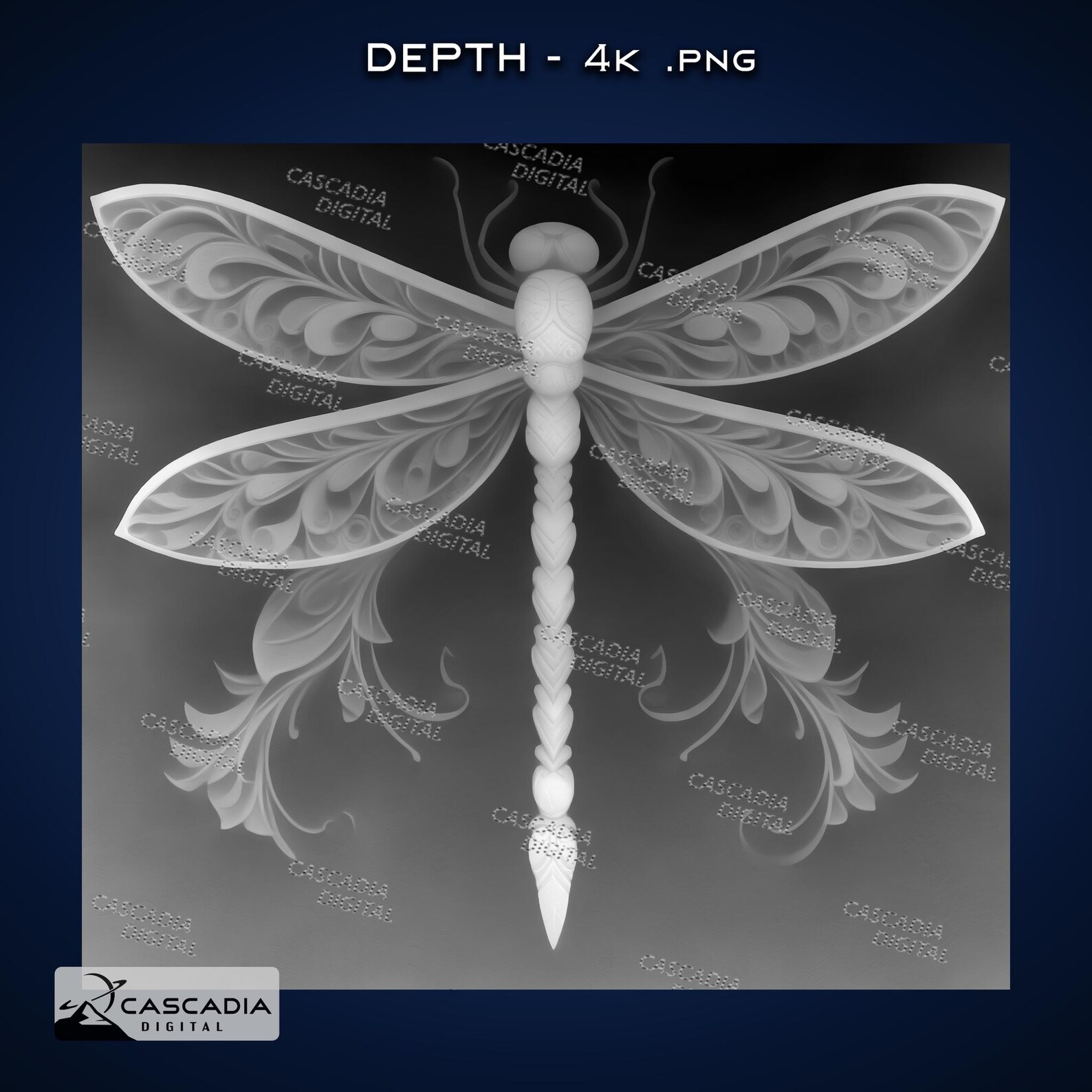 Dragonfly - Laser Engrave 4K PNG Image, Depth Map, Wood Slate 3D ...